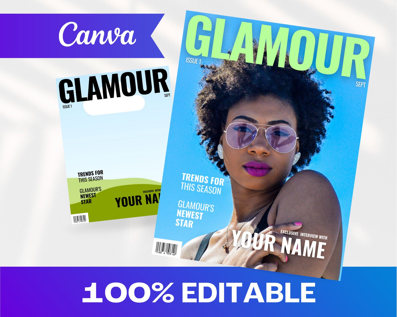 Fashion Magazine Cover Canva Template | Custom Magazine Cover | Canva ...