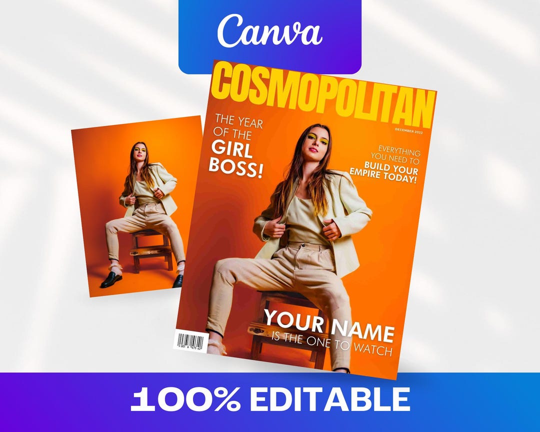 Customizable Fashion Magazine Cover Canva Template (digital Download ...