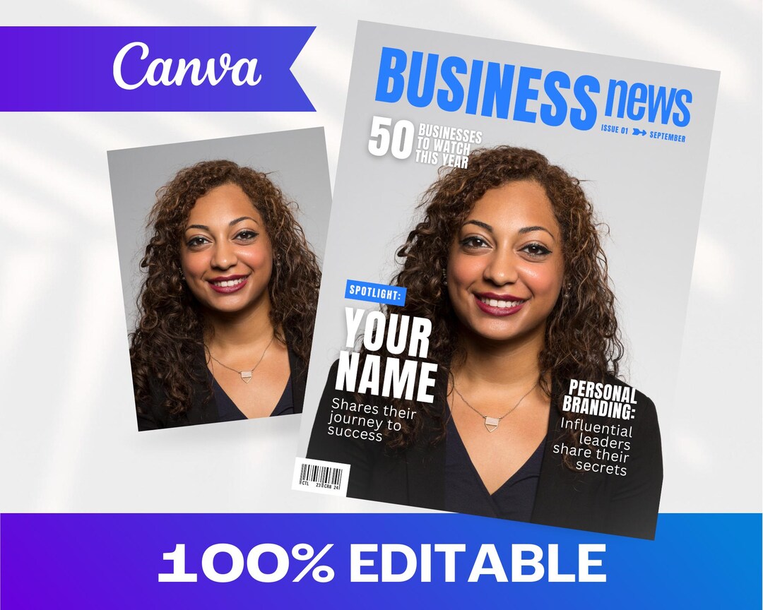 Business News Magazine Cover Canva Template | Custom Magazine Cover ...