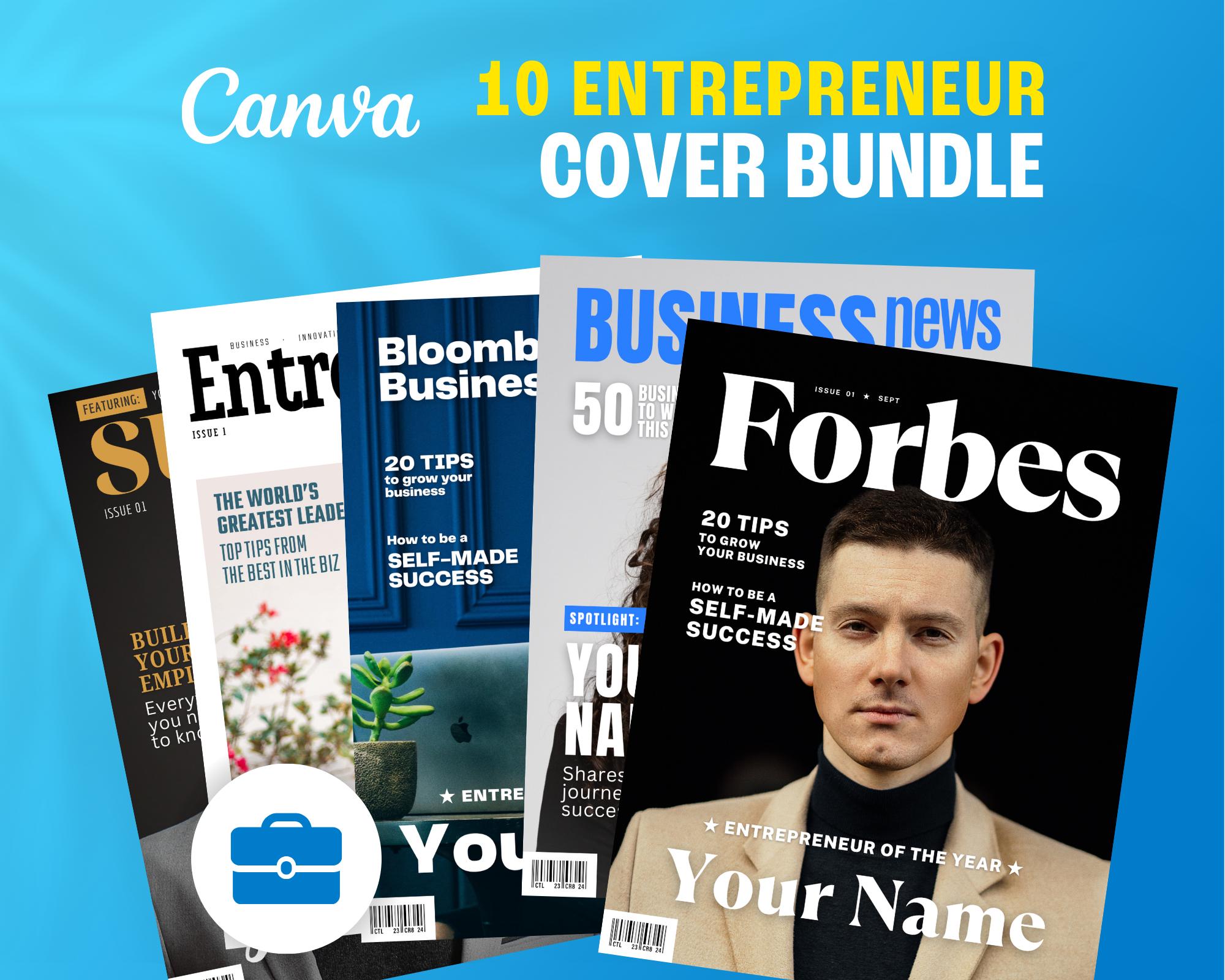 Business Magazine Cover Canva Template BUNDLE | Custom Magazine Cover ...