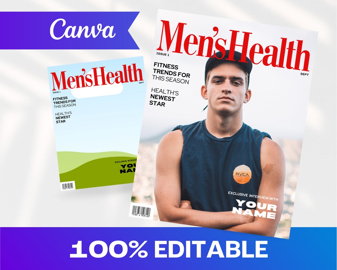 Men's Health Magazine Cover Canva Template | Custom Fashion Magazine ...