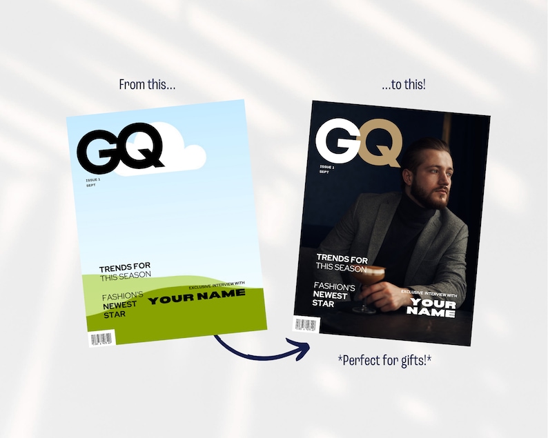 Men's Fashion Magazine Cover Canva Template | Custom Magazine Cover ...