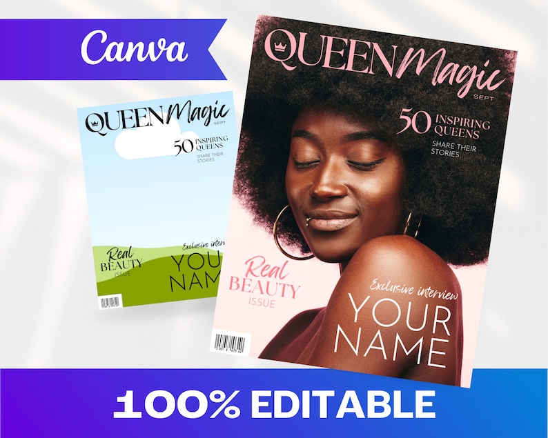 Queen Magic Magazine Cover Canva Template | Custom Magazine Cover ...