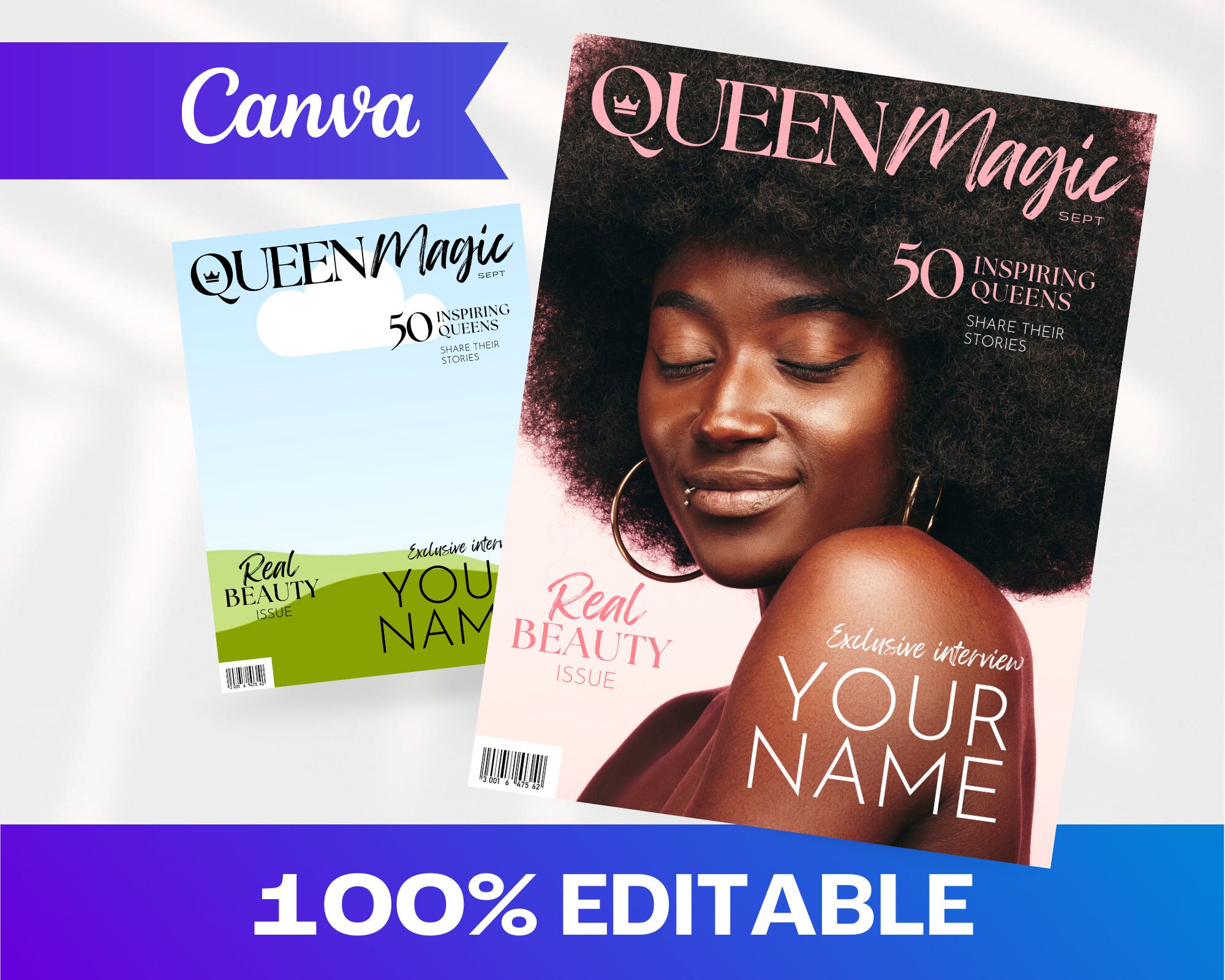 Queen Magic Magazine Cover Canva Template | Custom Magazine Cover ...