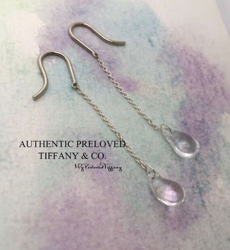 Excellent Authentic Preloved Tiffany Co. Elsa Peretti Crystal Mini Teardrop Silver Drop Earrings Etsy