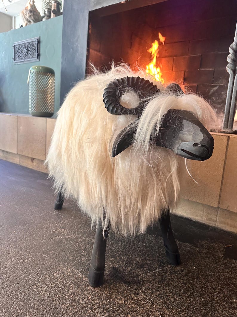 Sheep Ottoman in Lalanne Style, Handmade Sheep Stool, Spruce Wood ...