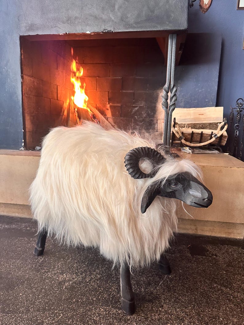 Sheep Ottoman in Lalanne Style, Handmade Sheep Stool, Spruce Wood ...