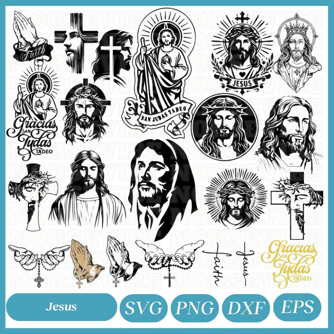 Jesus Christian Svg Bundle, Jesus Silhouette, Jesus Christian Vector ...