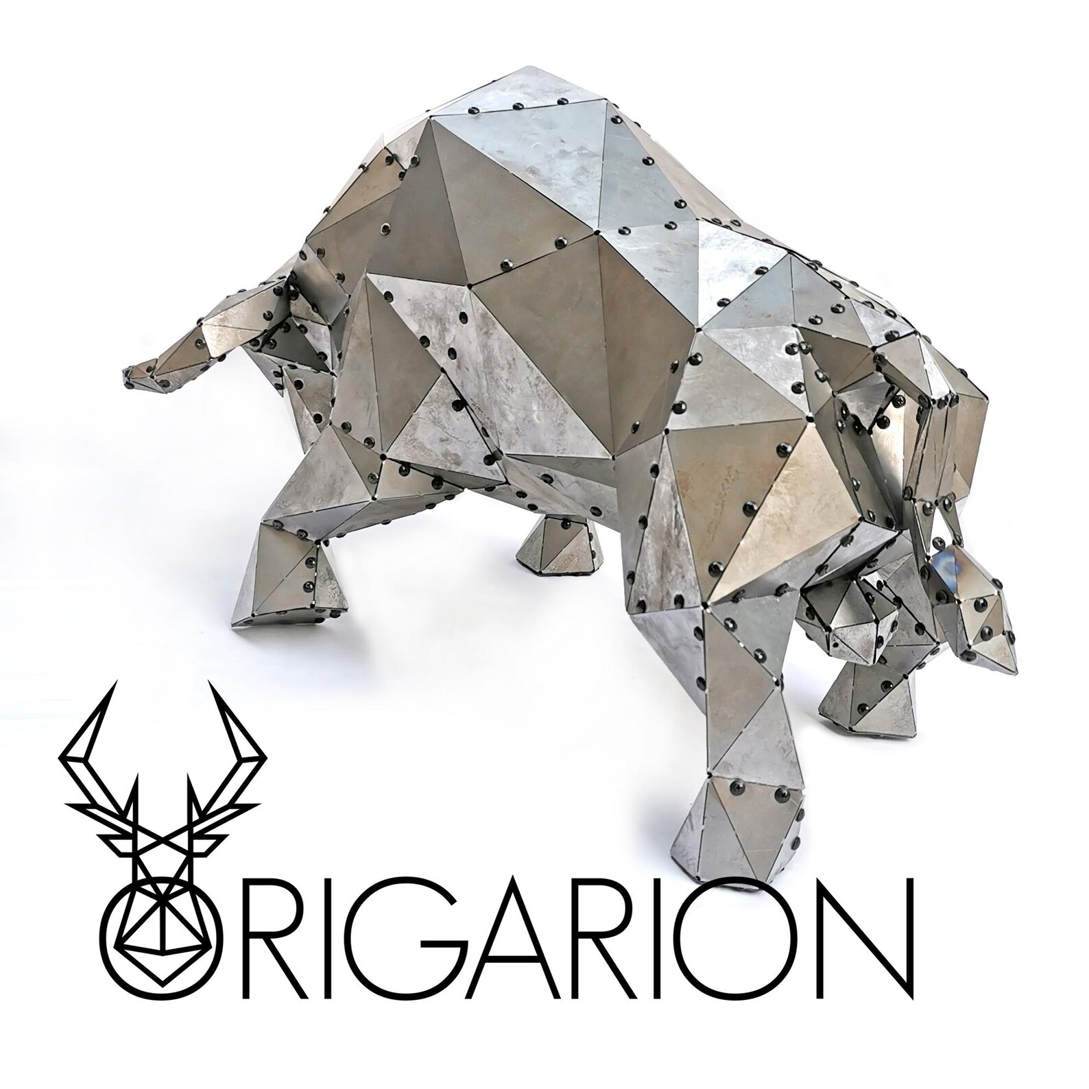 Metal Bull 90cm Height Rivet Screw Assembling Origami Paper Craft DIY ...