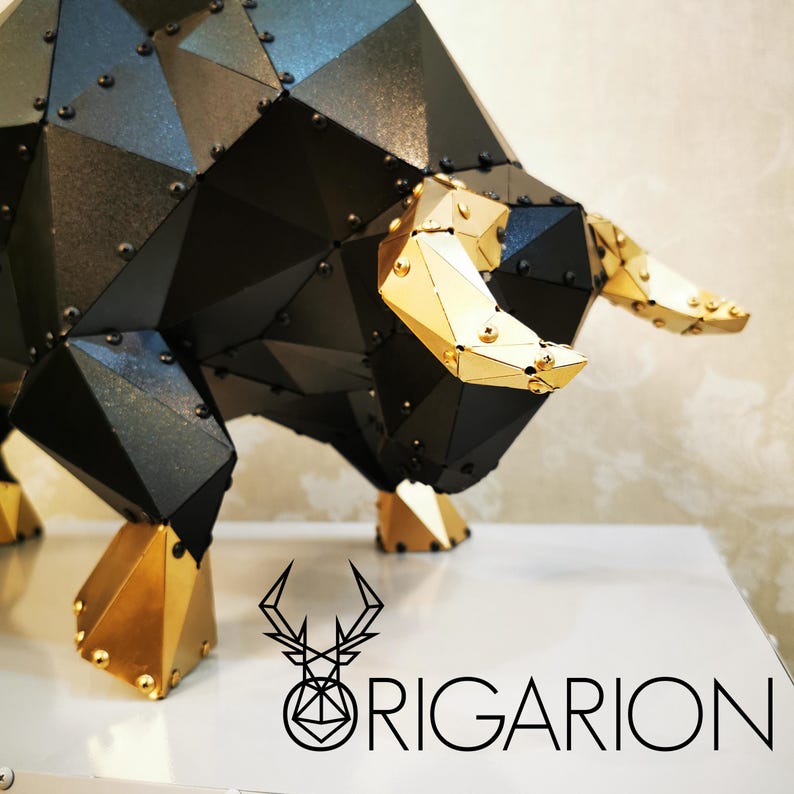 Metal Bull Origami Statue, Rivet/screw Assembly DIY (DXF, PDO) - Etsy