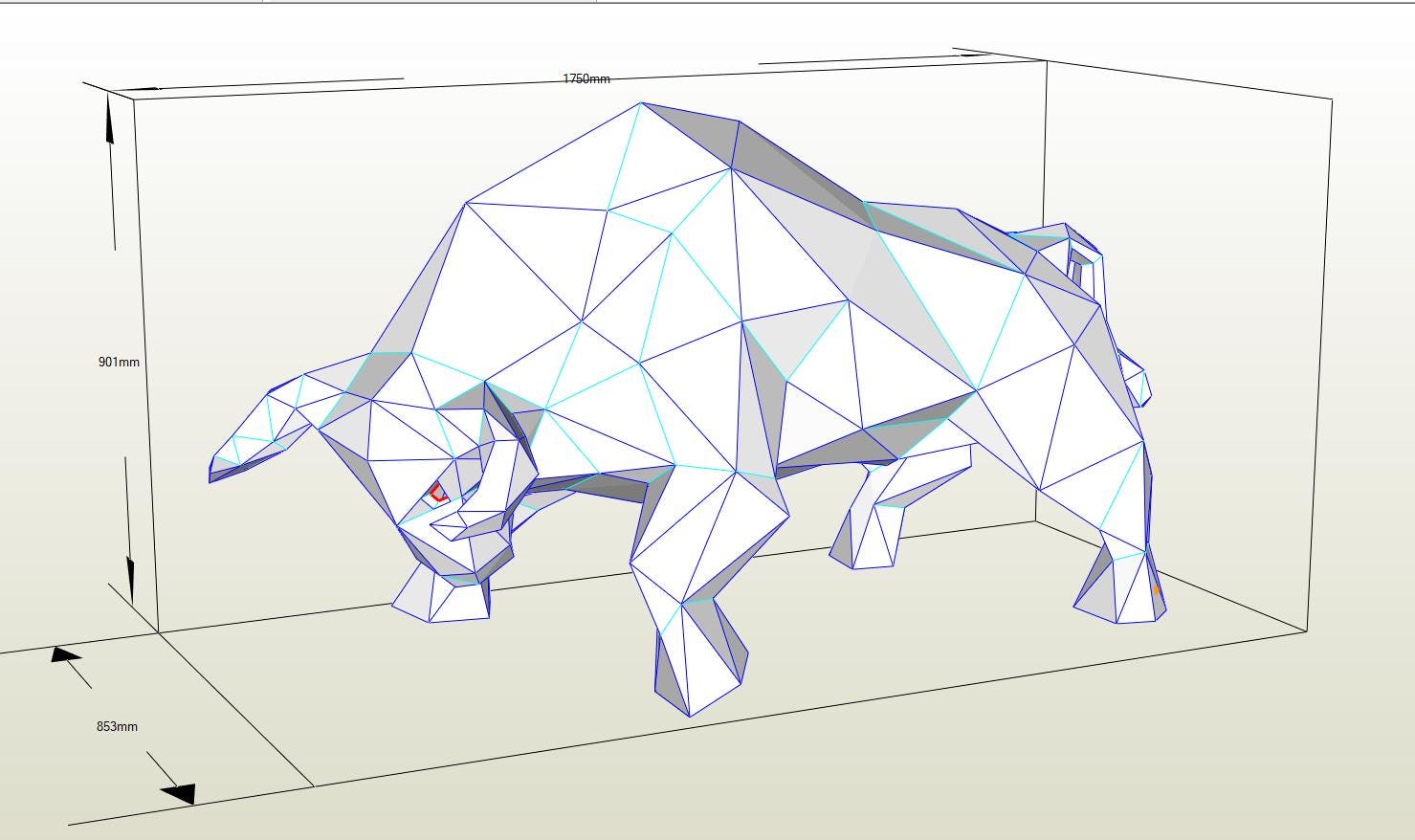 Metal Bull Origami Statue, Rivet/screw Assembly DIY (DXF, PDO) - Etsy