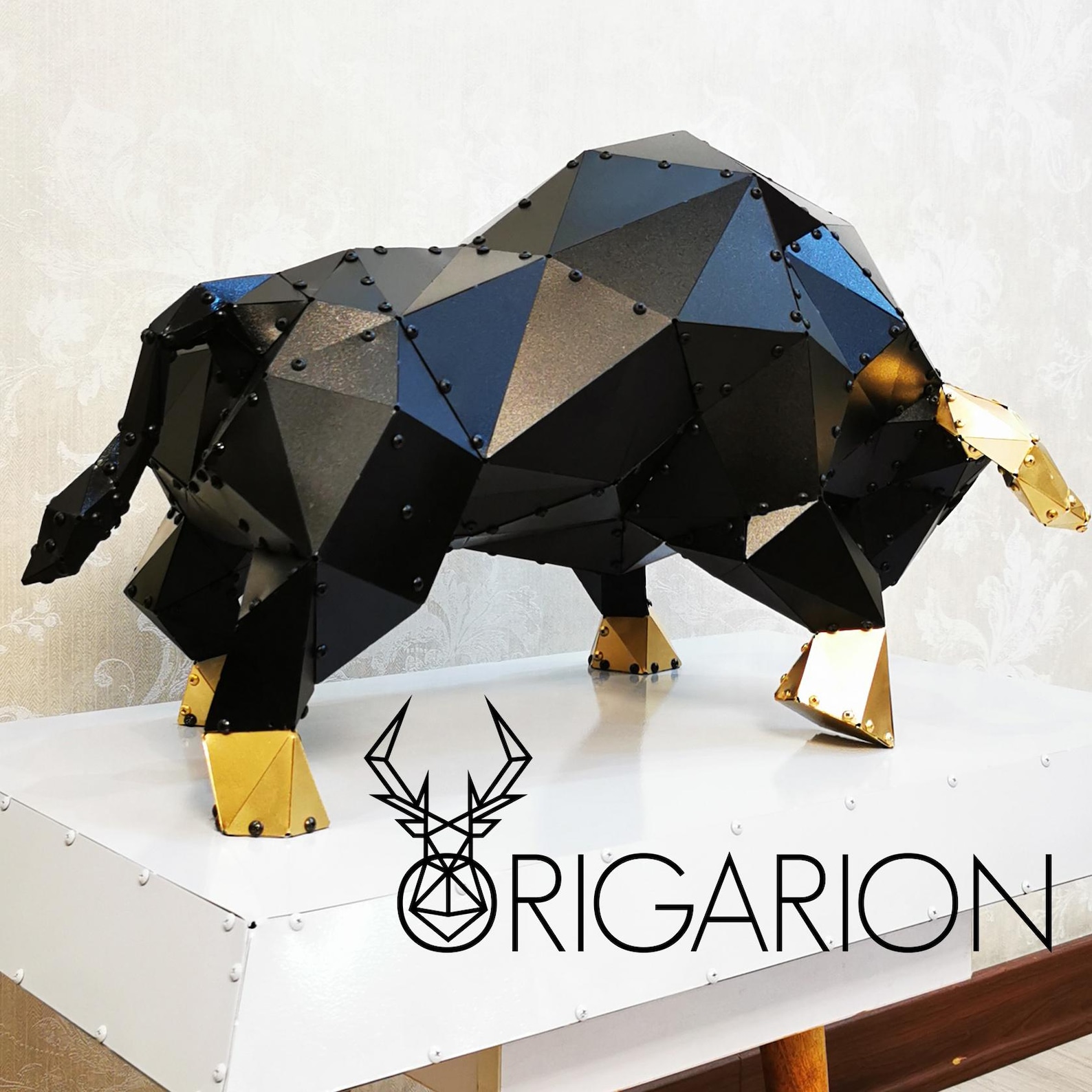 Metal Bull Origami Statue, Rivet/screw Assembly DIY (DXF, PDO) - Etsy