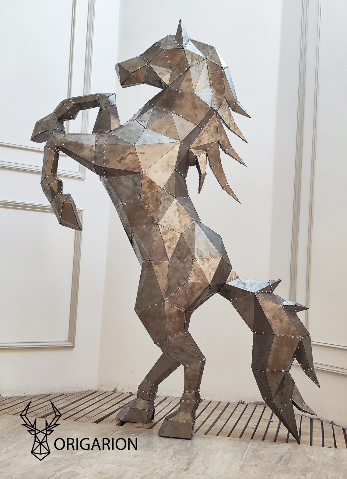 Metal Horse 1.5m Height Rivet Screw Assembling Origami Paper Craft DIY ...