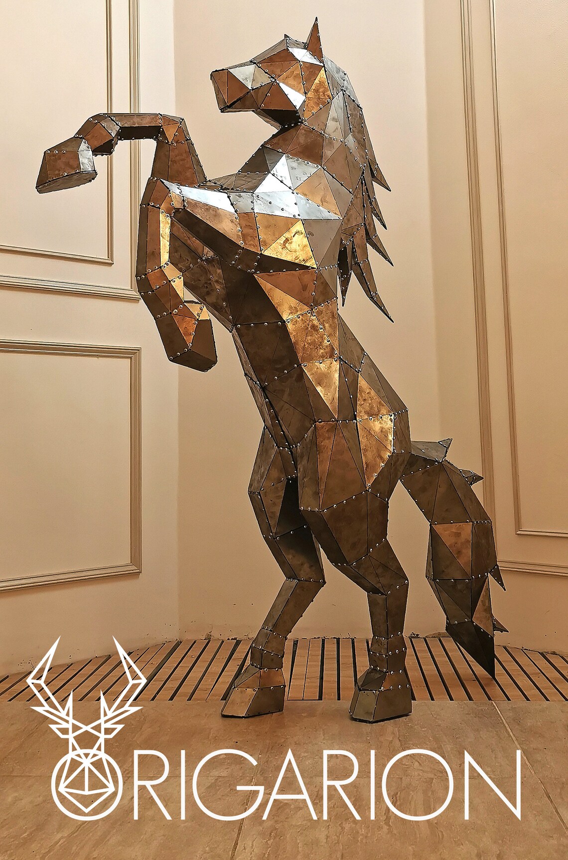 Metal Horse 1.5m Height Rivet Screw Assembling Origami Paper Craft DIY ...