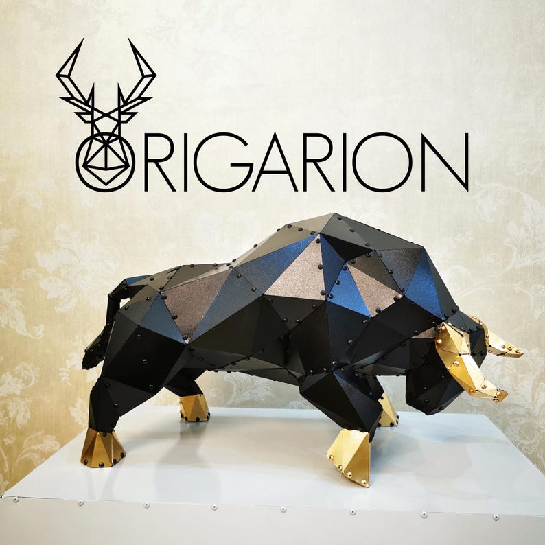 Metal Bull Origami Statue, Rivet/screw Assembly DIY (DXF, PDO) - Etsy