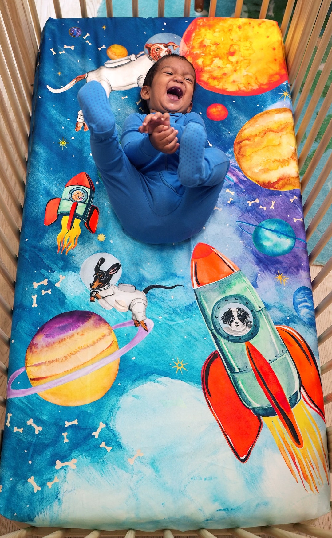 Space Crib Sheet: Barkside of the Moon - Etsy
