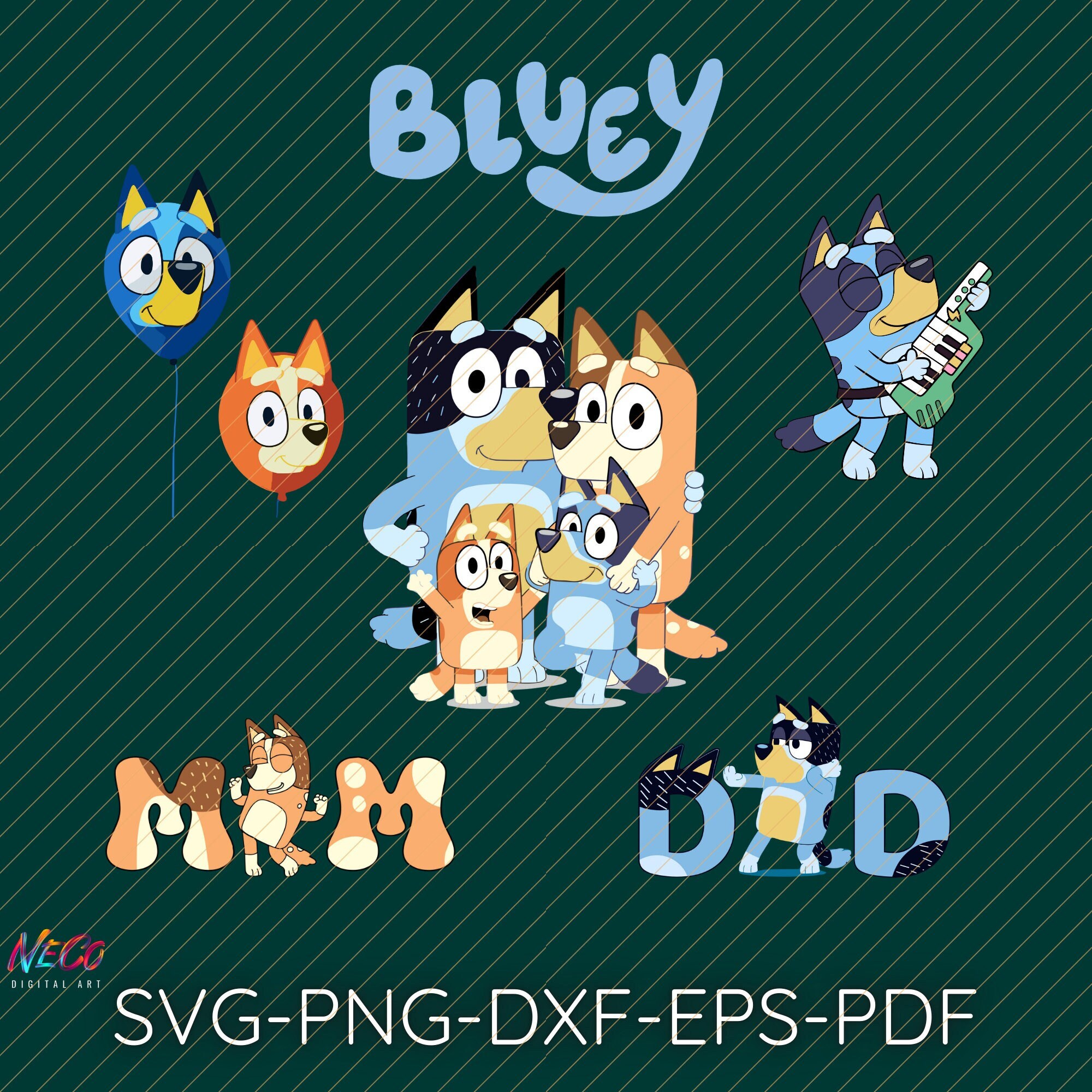 Bluey SVG File Bundle, Bluey And Bingo Heeler SVG File, Bluey Family ...