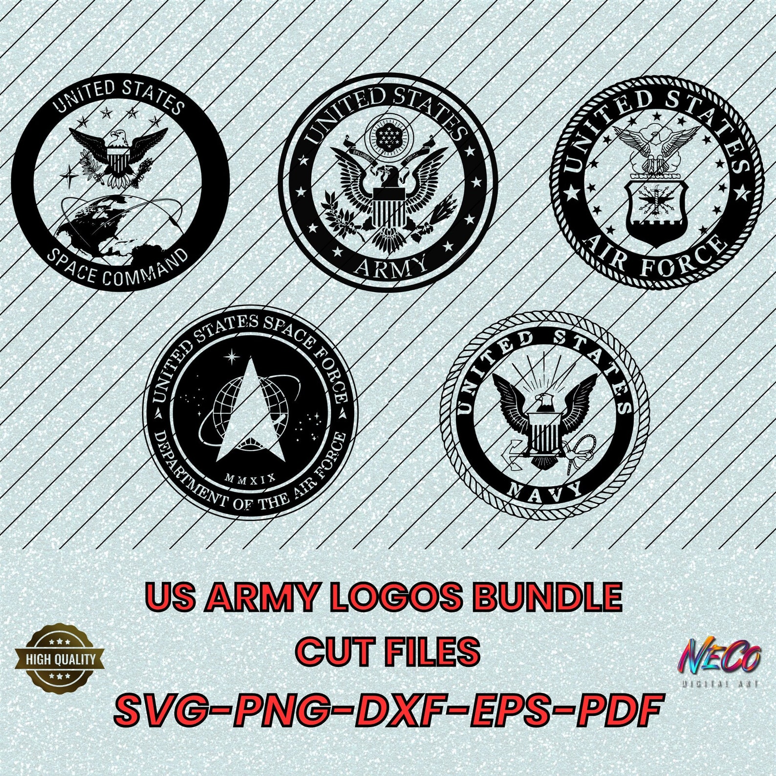 US Army Military Logos Svg Bundle Cricut, Laser Cut, Silhouette, Svg ...