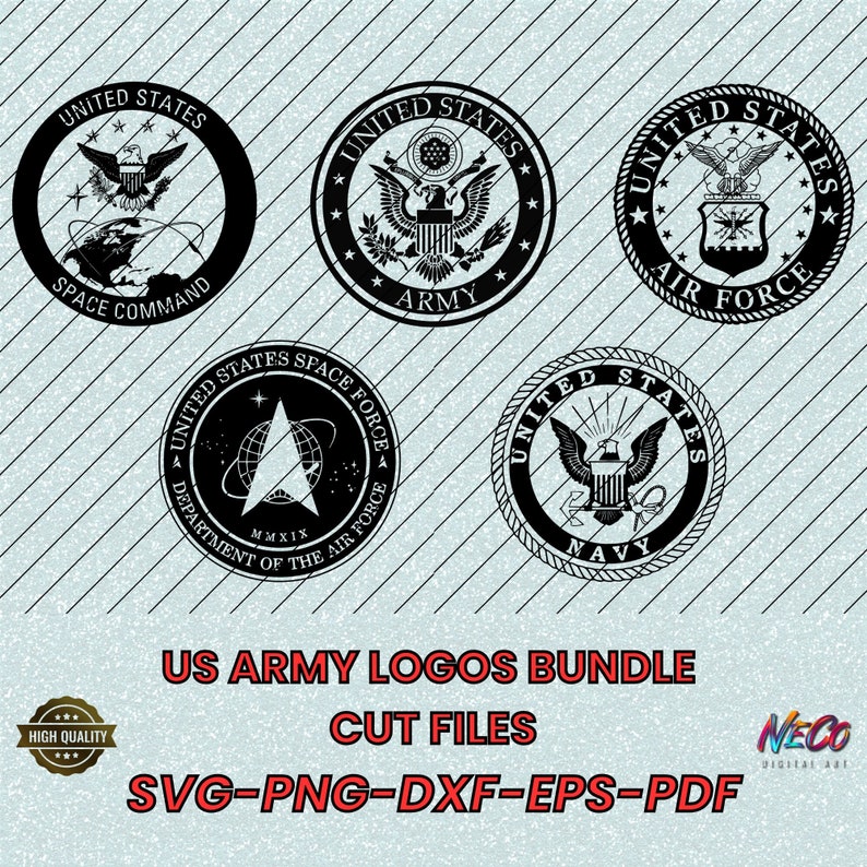 US Army Military Logos Svg Bundle Cricut, Laser Cut, Silhouette, Svg ...