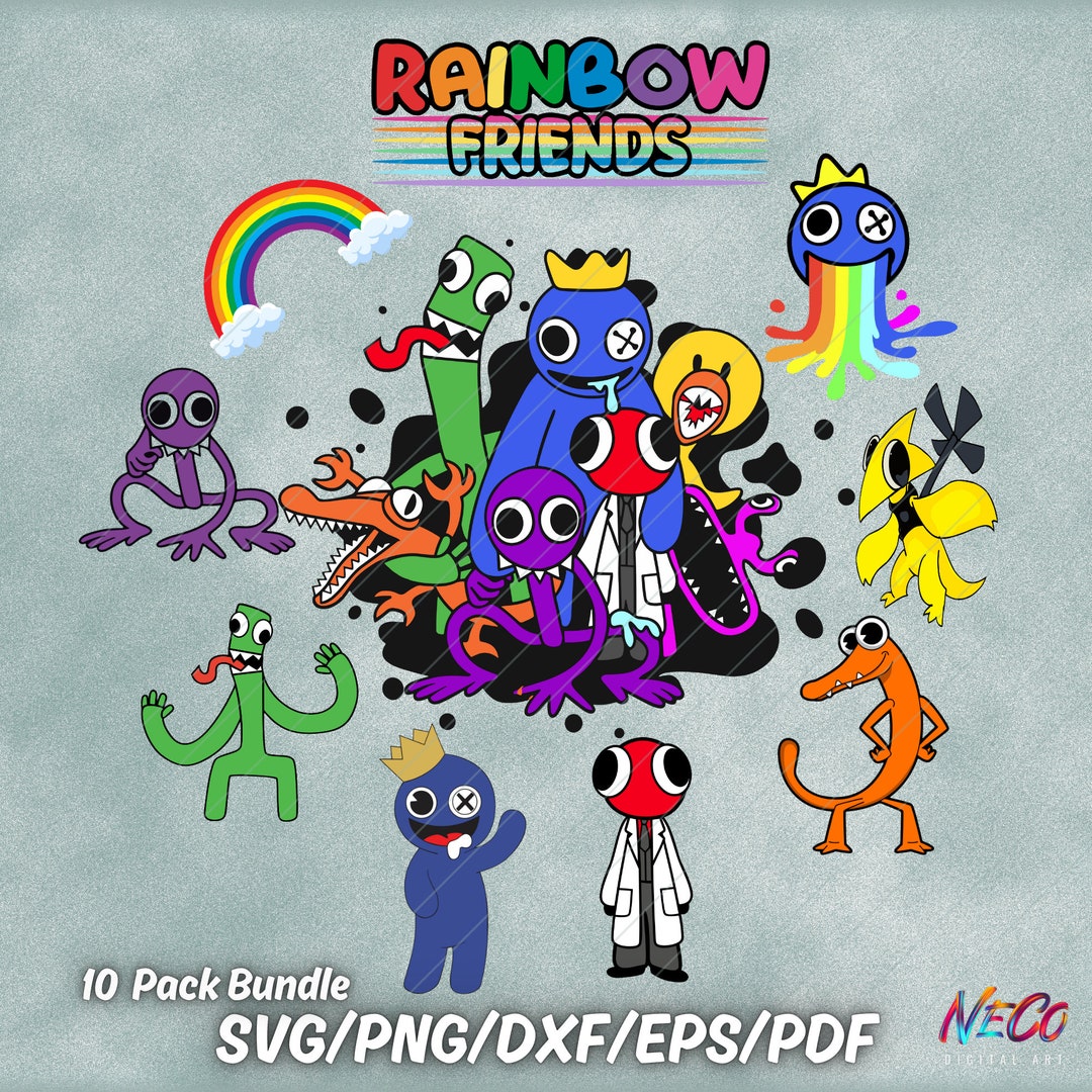 Rainbow Friends SVG PNG Bundle, Cut Files, Cricut, Laser, Printable ...