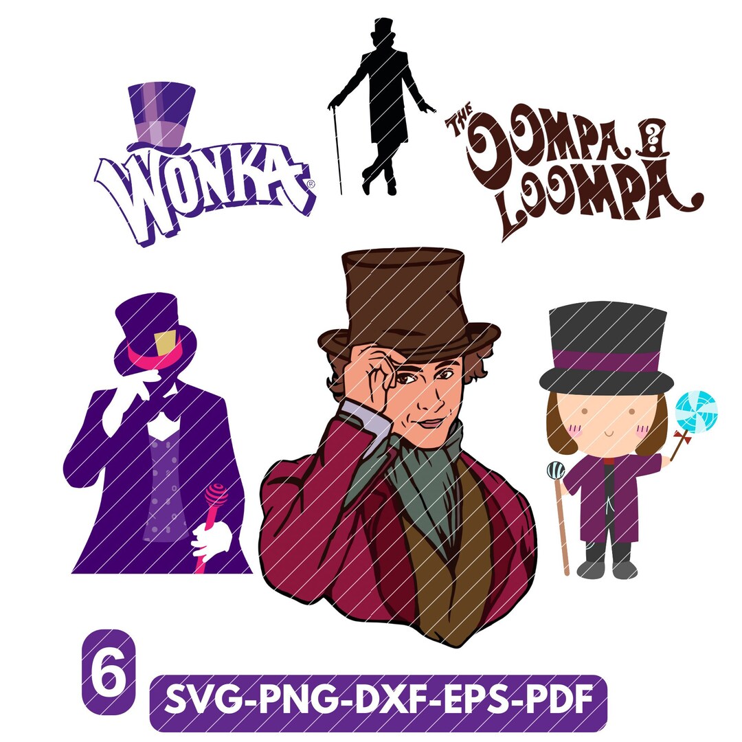Willy Wonka SVG-PNG Bundle, Illustration, Silhouette, Oompa Loompa ...