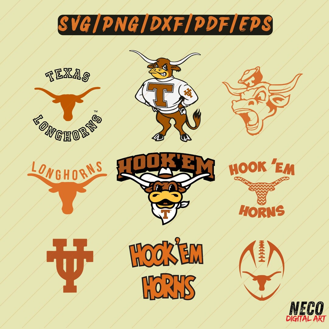 Texas SVG PNG Bundle, University Team Logos Dxf,pdf,eps, Hook Them ...