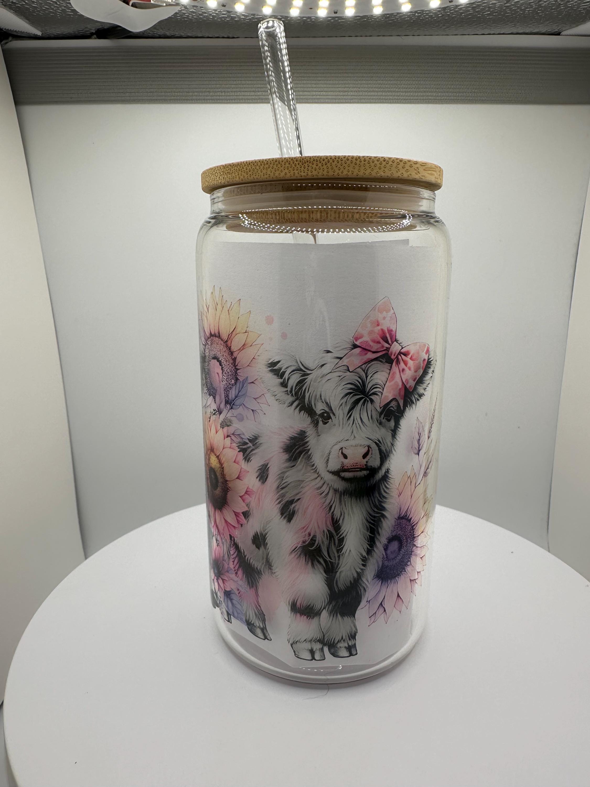 16oz Highland Cow Glass Can - Etsy
