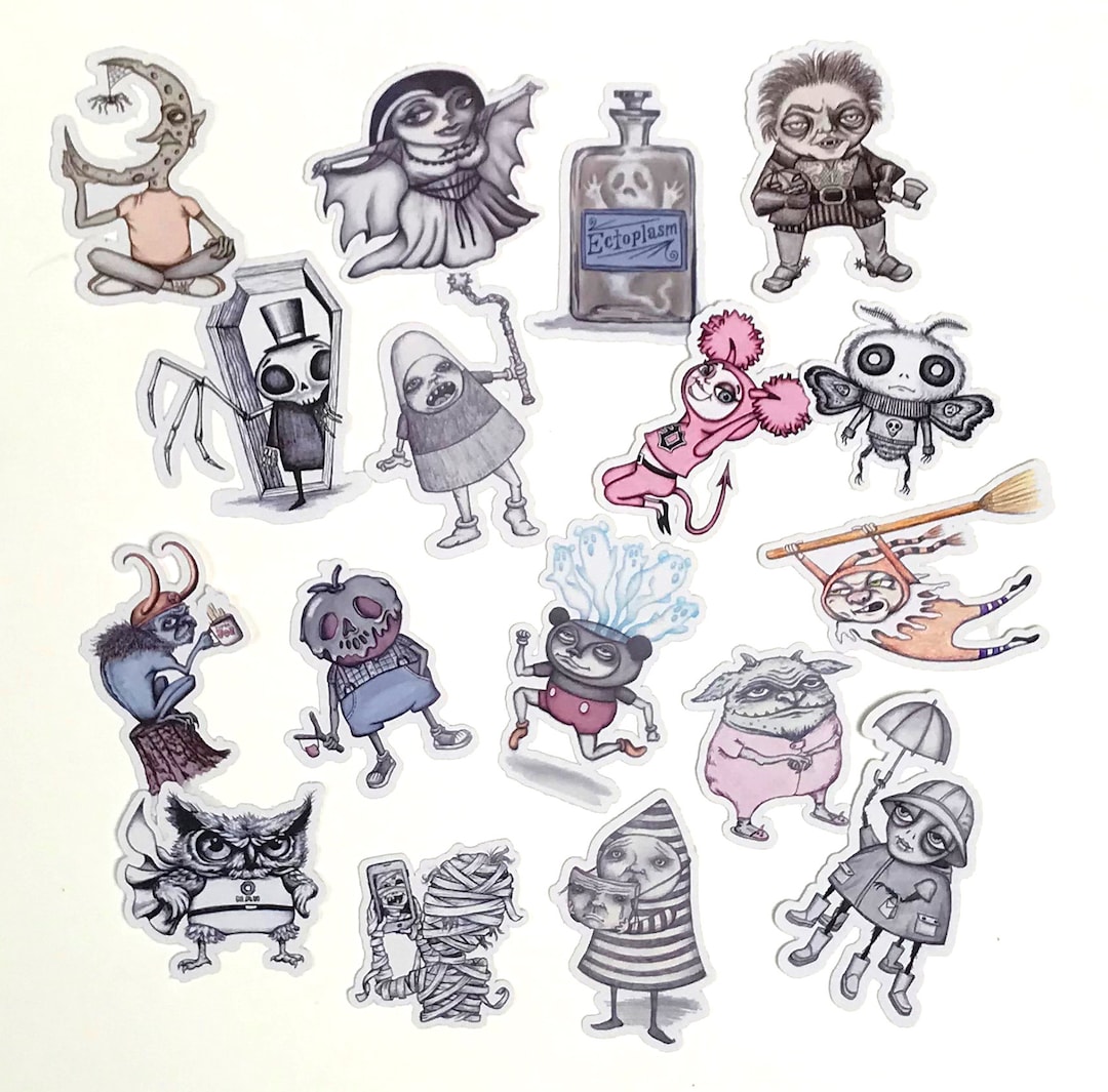 Creepy Sketchy Sticker Flakes Drawlloween 2017 - Etsy