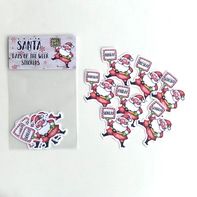 Days of the Week Santa Claus Christmas Stickers Planner Scrapbook - Etsy