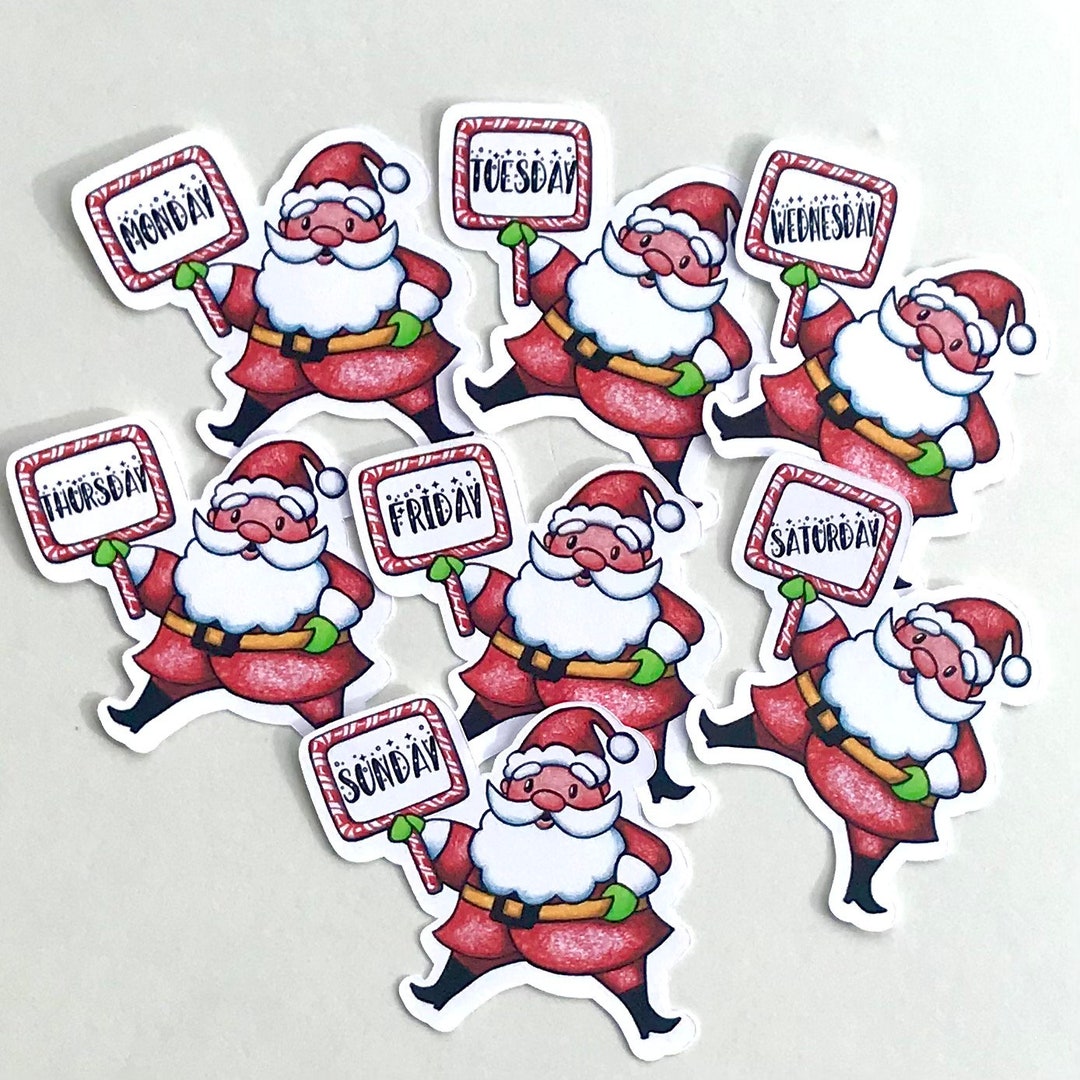 Days of the Week Santa Claus Christmas Stickers Planner Scrapbook - Etsy