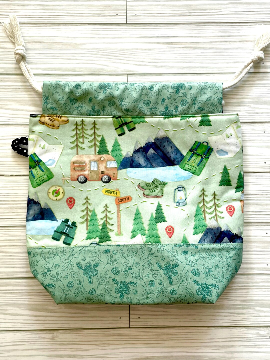 Medium Size Project Bag Planner Bag Drawstring Bag Let's Go Hiking - Etsy