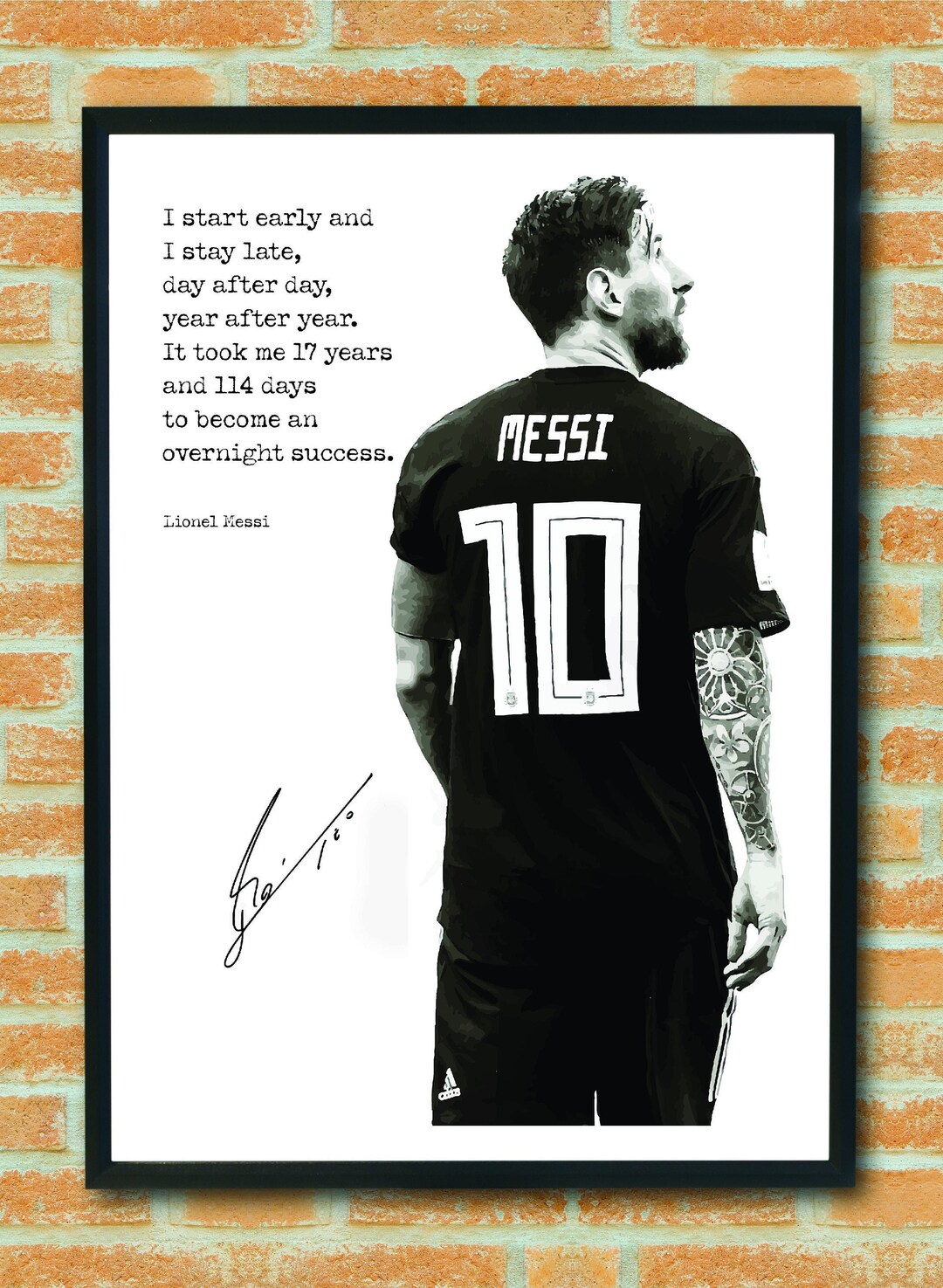 Lionel Messi Soccer Poster | Motivational Quote | Fathers Day | Soccer ...