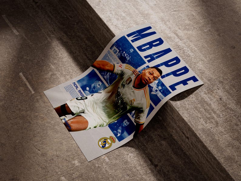 Kylian Mbappe Poster Kylian Mbappé Real Madrid Poster Soccer Poster ...
