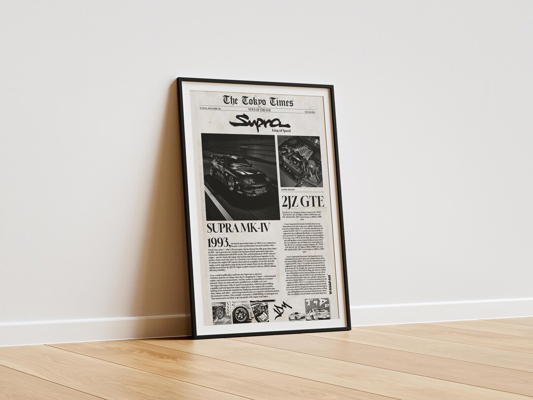 Toyota Supra Poster, Hyper Car Poster, Super Car Print, Art Print ...