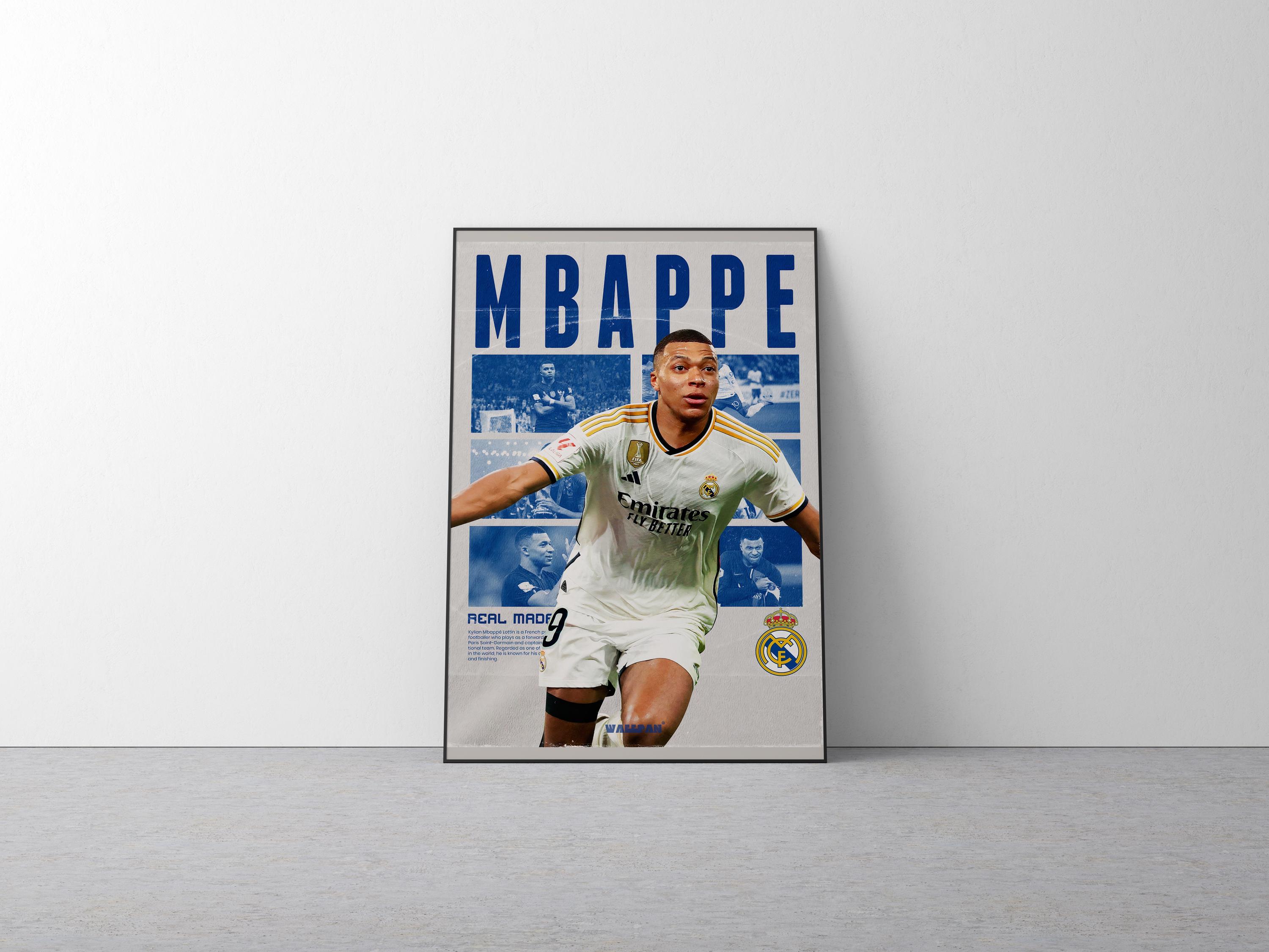 Kylian Mbappe Poster Kylian Mbappé Real Madrid Poster Soccer Poster ...