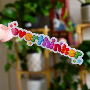 Overthinker Sticker | Rainbow Bubble Letters | Motivational Sticker ...