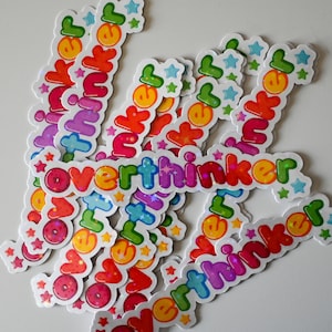 Overthinker Sticker | Rainbow Bubble Letters | Motivational Sticker ...