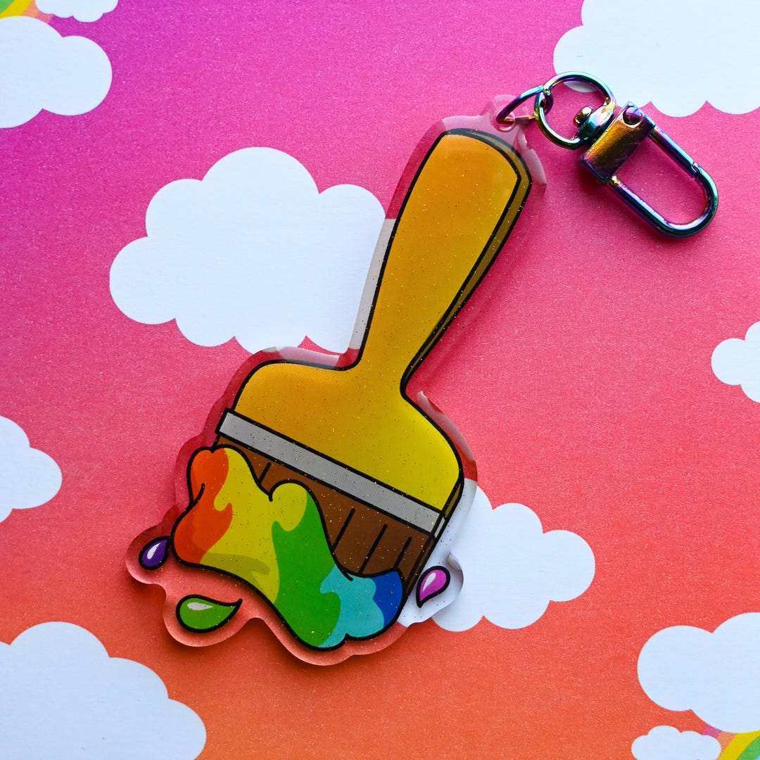 Neopets Rainbow Paint Brush Keychain | Cute Neopets Fan Art | Game ...