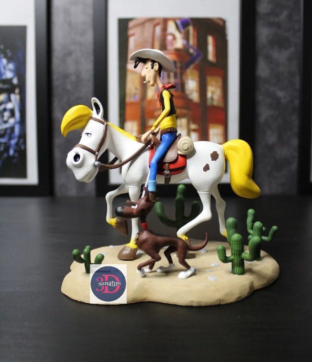 Red Kit Lucky Luke Character 3D Diorama Statue, Red Kit Character ...