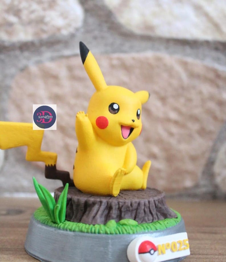 Pokemon Pikachu 5.9'' 3D Statue, Pokemon Pikachu 3D Handmade Paint ...