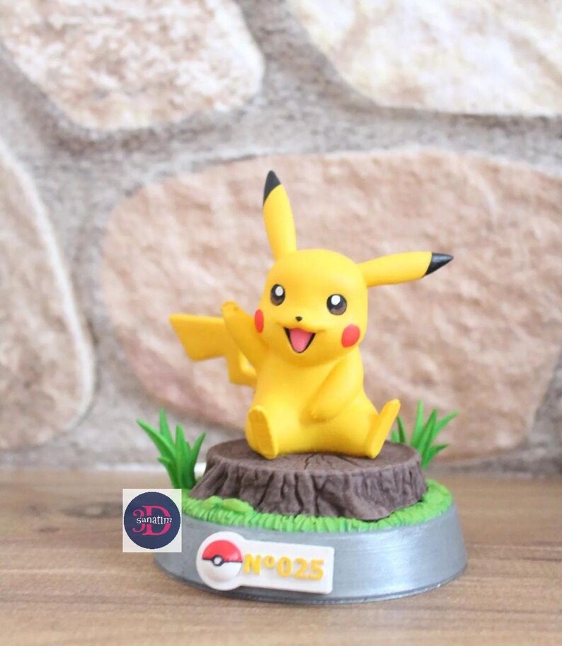 Pokemon Pikachu 5.9'' 3D Statue, Pokemon Pikachu 3D Handmade Paint ...