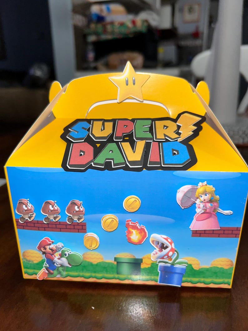MARIO PARTY Gable Box, Candy Boxes, Mario Bros Birthday Party - Etsy