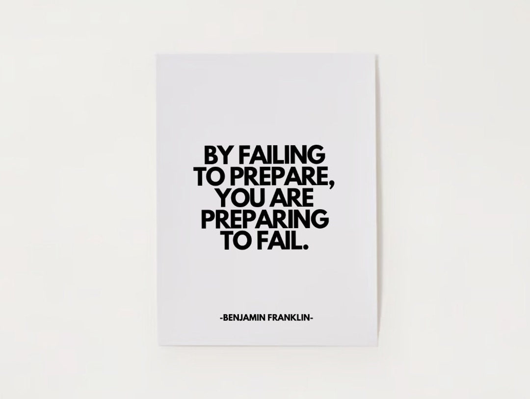 Benjamin Franklin Quote Poster Motivational Wall Art by Failing to ...