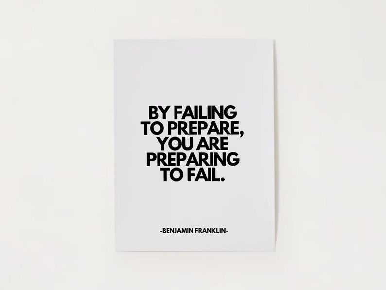 Benjamin Franklin Quote Poster Motivational Wall Art by Failing to ...