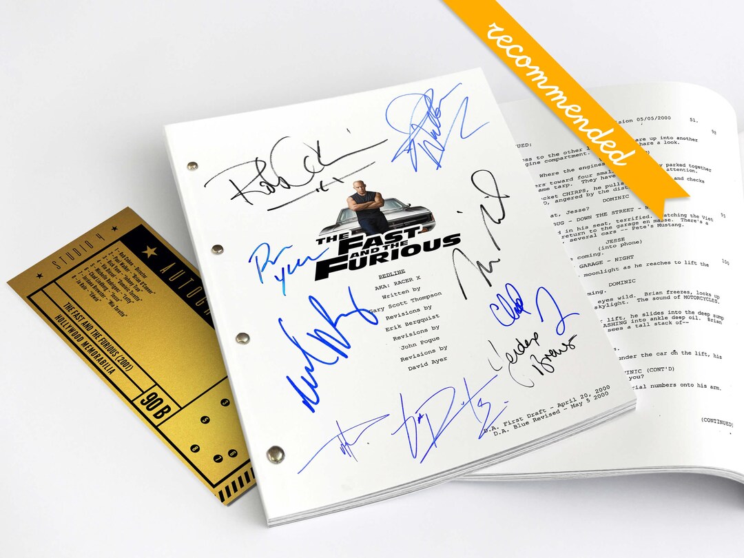 The Fast and the Furious 2001 Signed Screenplay - Etsy