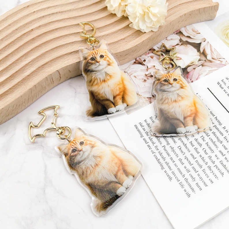 Custom Pet Photo Acrylic Keychain, Cat Dog Gift - Etsy