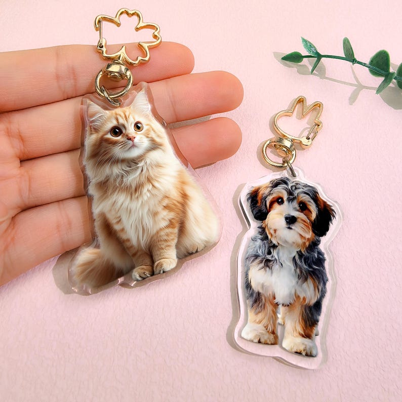 Custom Cat Keychain, Custom Photo Keychain, Pet Keychain, Family Photo ...