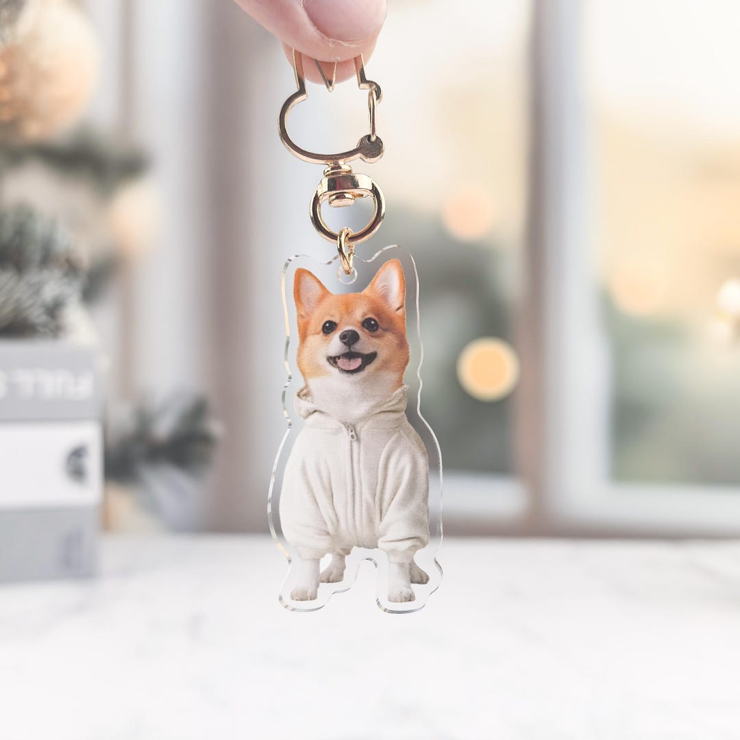 Personalized Pet Portrait Keychain, Custom Dog Keychain, Dog Lover Gift ...