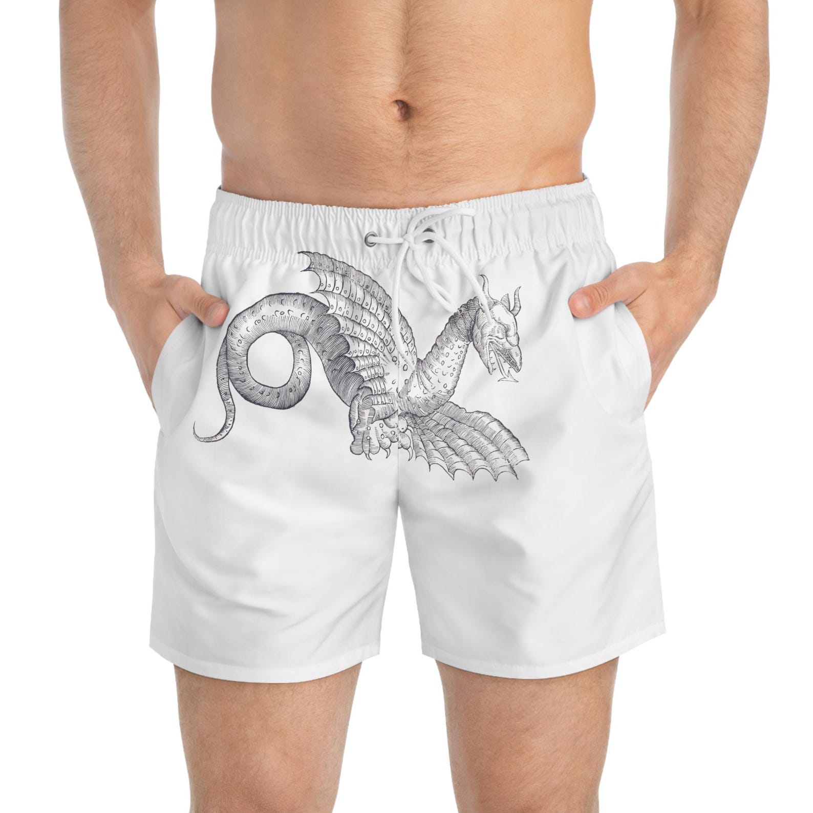 Dragon Design Swim Trunks, Stylish Beachwear, Cool Summer Shorts ...