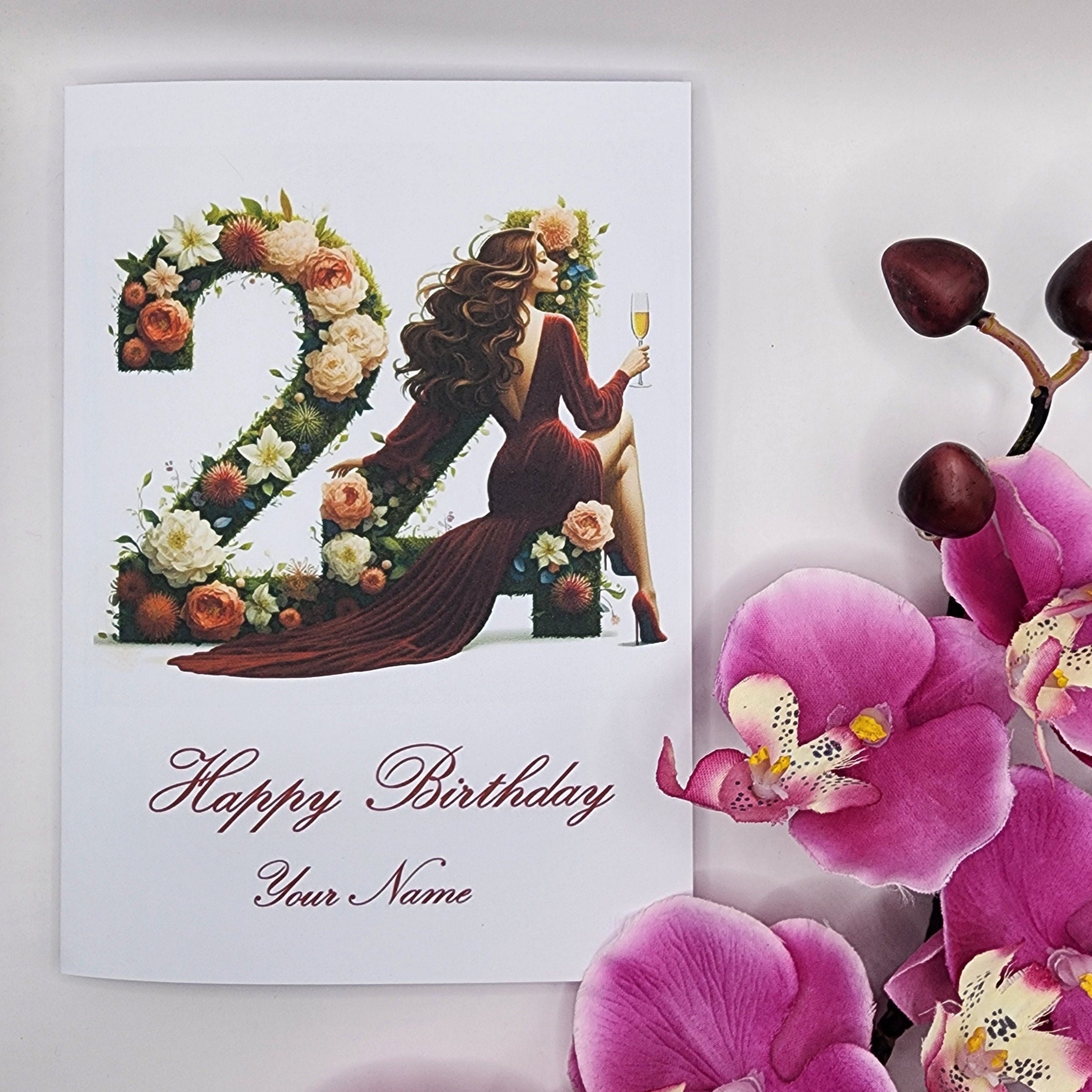 Personalised 24th Birthday Card. Happy 24th Birthday for Her ...